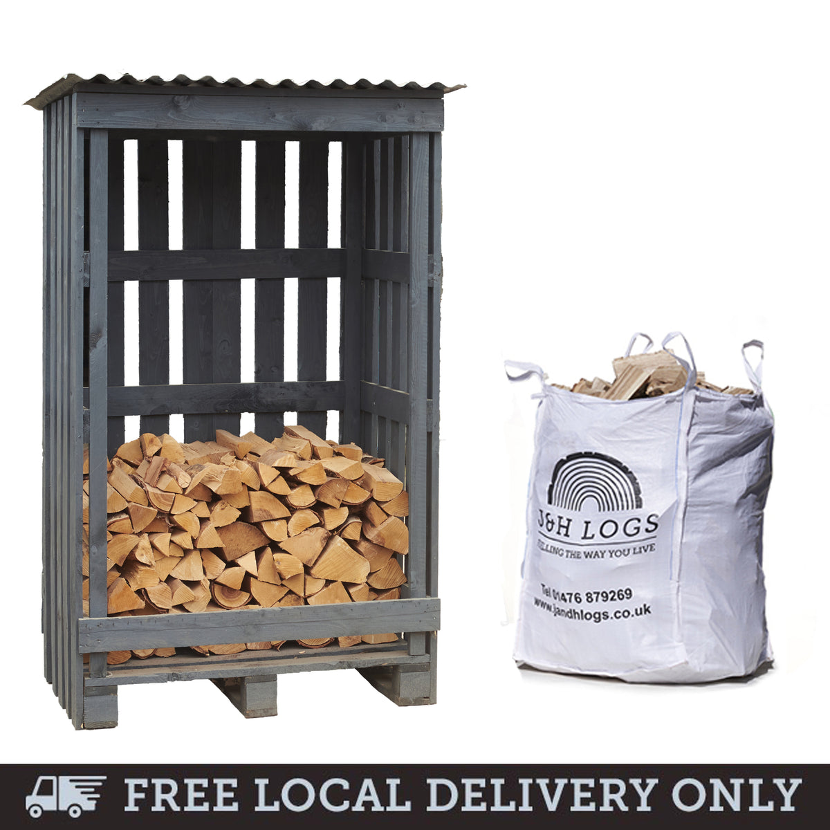 Wood Log Store with Corrugated Roof - Free Local Delivery | J&H Logs ...